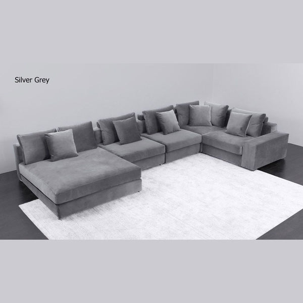 Duke Velvet Grey Corner Sofa – Nader.ae