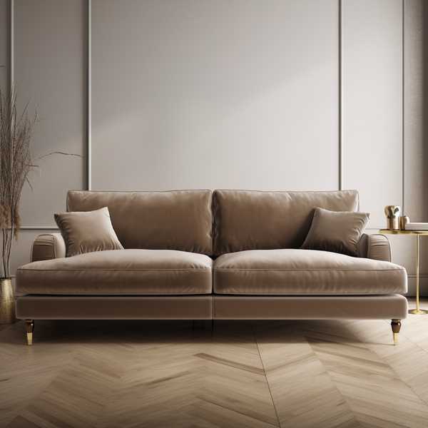 Veloura Velvet Beige Sofa – Nader.ae